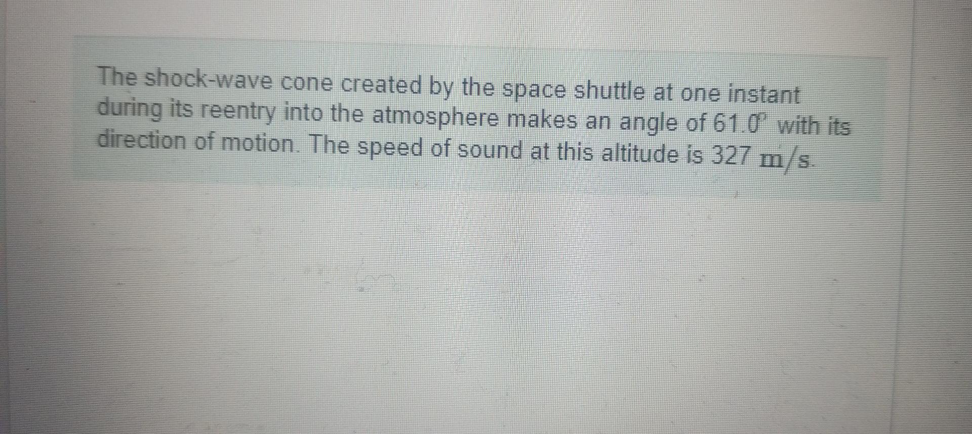 Solved The shock-wave cone created by the space shuttle at | Chegg.com