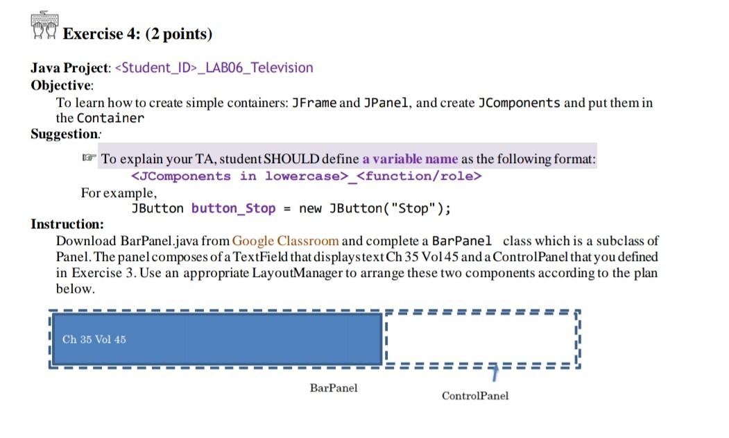 Exercise 4: (2 points) Java Project: | Chegg.com