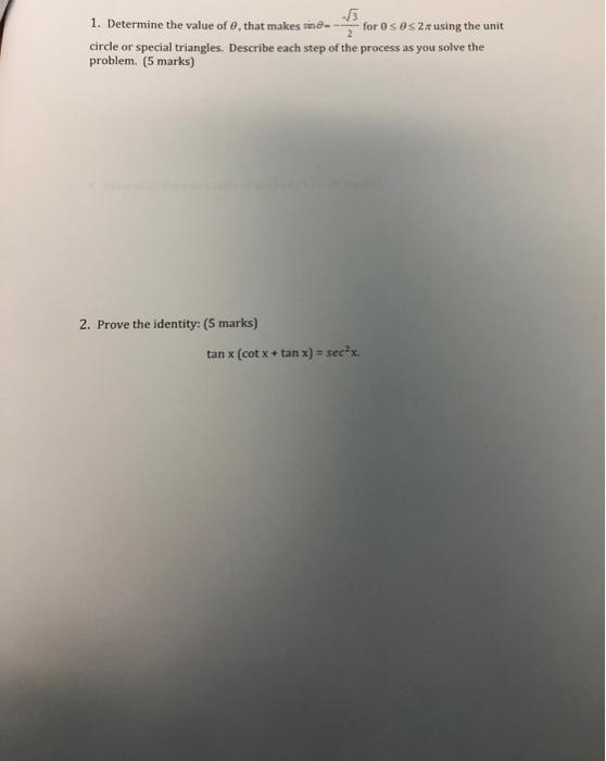 Solved 1. Determine the value of θ, that makes sinθ−−23 for | Chegg.com