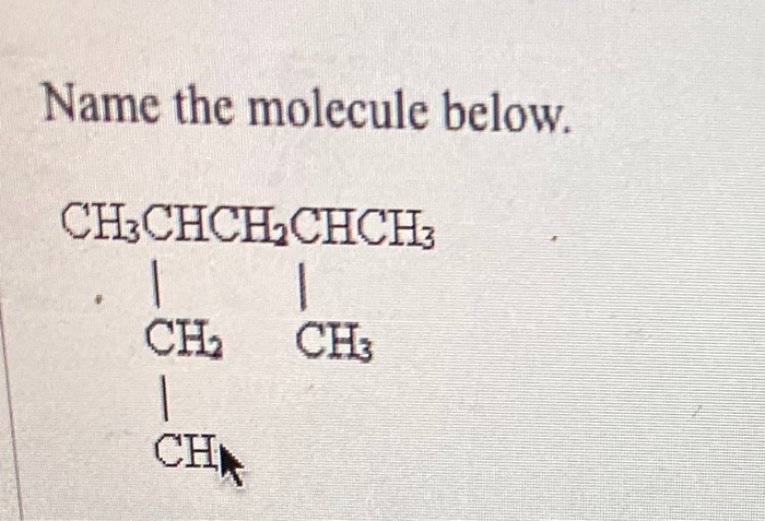 Solved Name the molecule below. CH3CHCH.CHCH: 1 CH CH3 _ CHA | Chegg.com