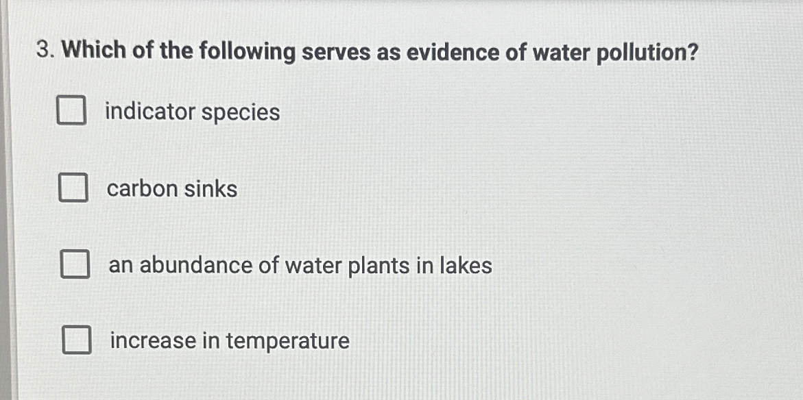 Solved Which of the following serves as evidence of water | Chegg.com