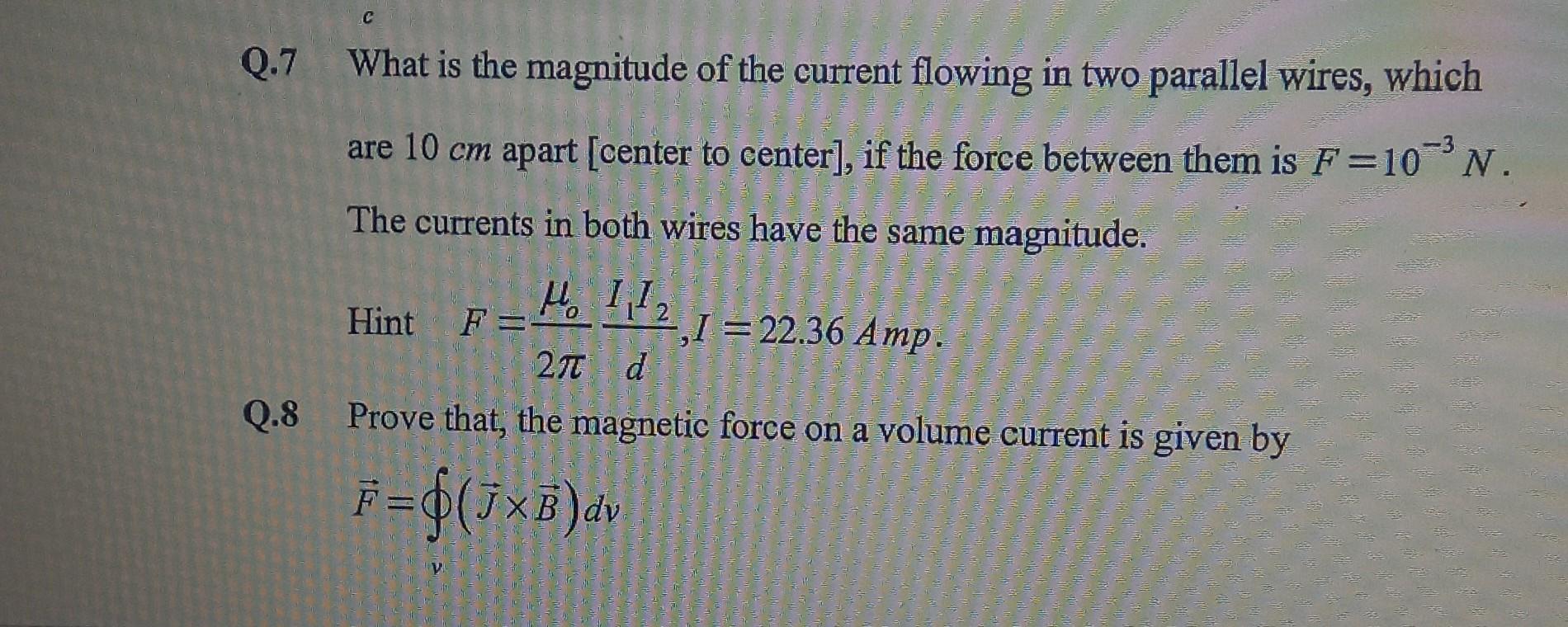 Solved Q.7 What is the magnitude of the current flowing in | Chegg.com