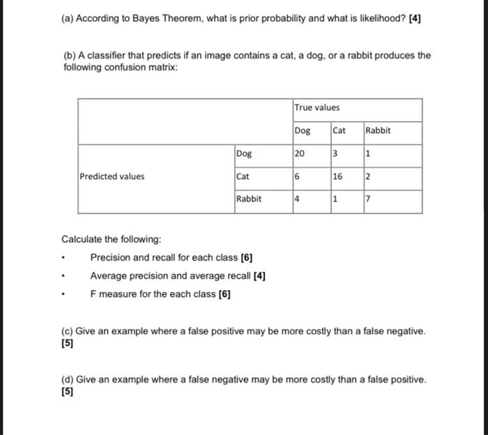 Solved (a) According to Bayes Theorem, what is prior | Chegg.com