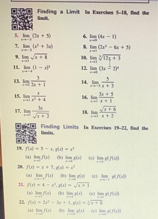 Solved Finding a Limit In Exercises 5-18, find the limit. 5. | Chegg.com
