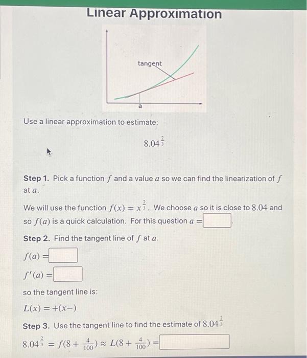 Solved Linear Approximation Tangent A Use A Linear