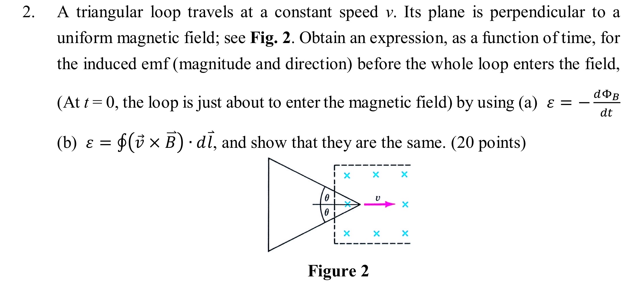 Solved A triangular loop travels at a constant speed v. ﻿Its | Chegg.com