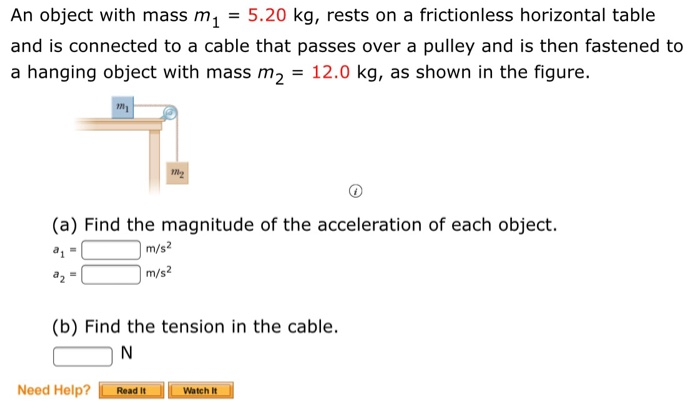 Solved An object with mass m1 = 5.20 kg, rests on a | Chegg.com