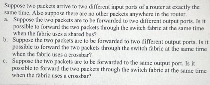 Solved Suppose two packets arrive to two different input | Chegg.com