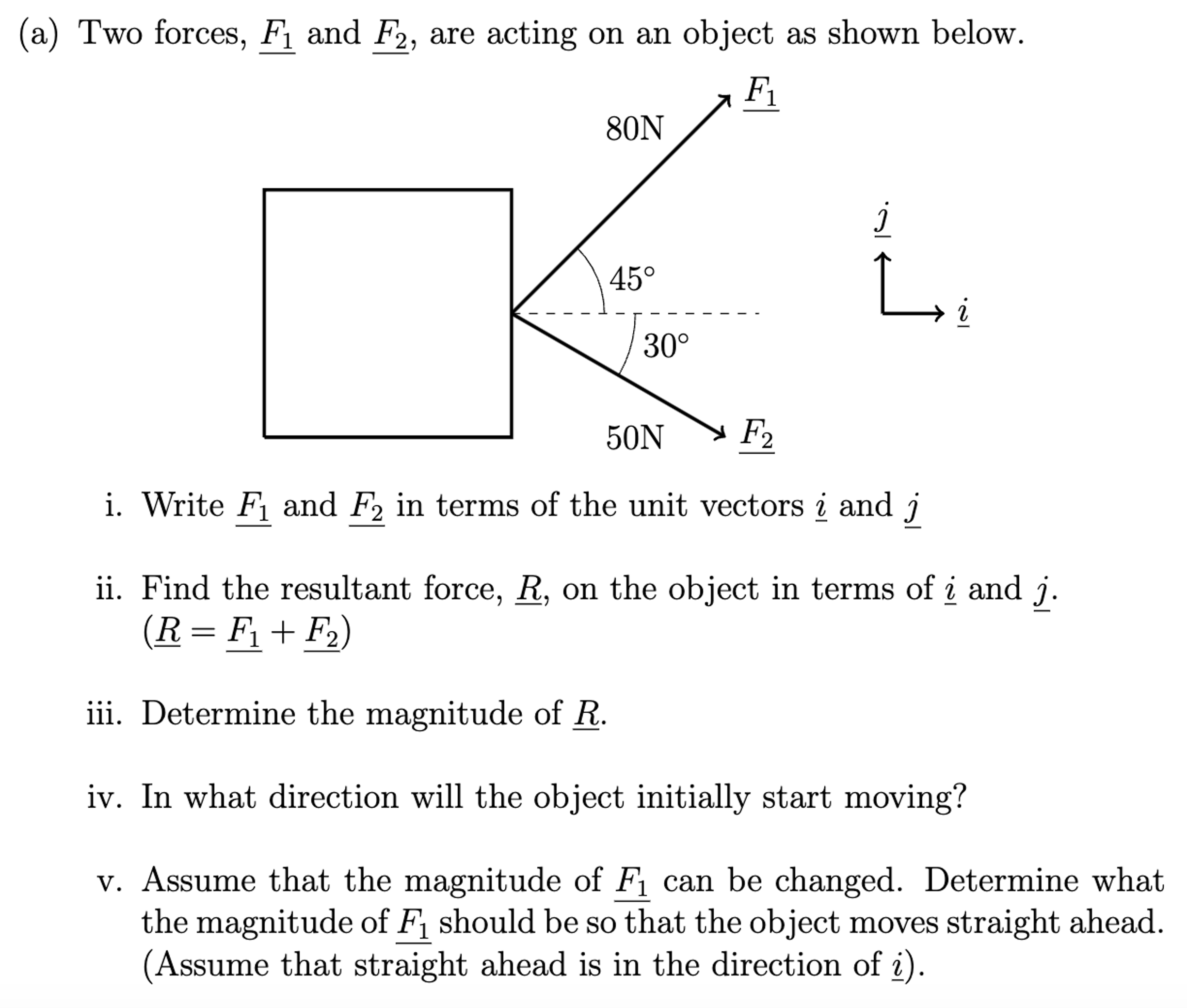 Solved Two Forces F1 and F2 are Acting On An Object As