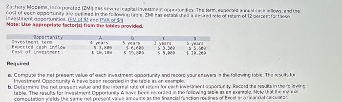Solved please fill out in table form using the PVA and PV | Chegg.com