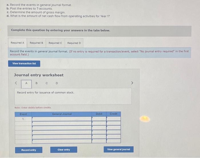 Solved a. Record the events in general journal format. b. | Chegg.com