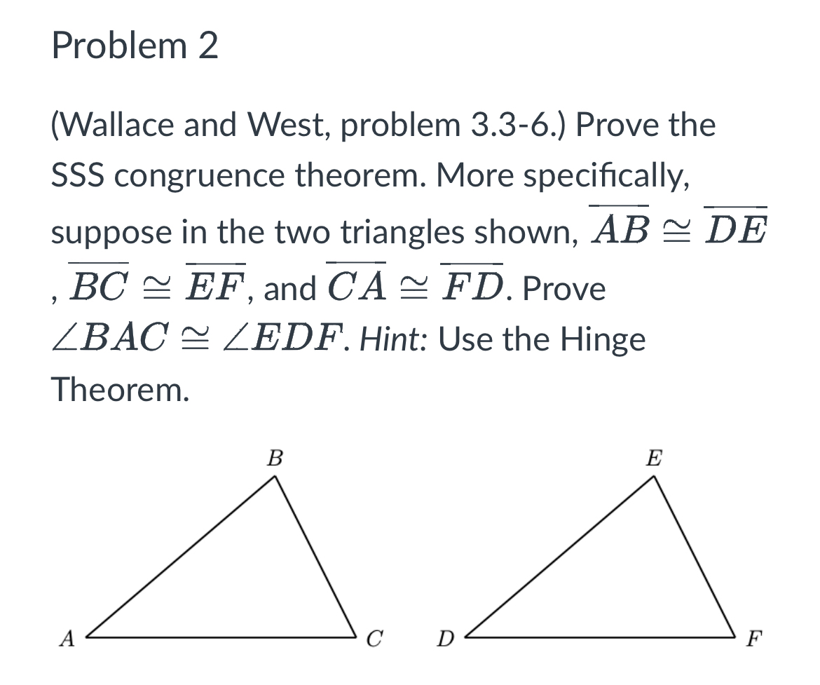 Solved Problem 2(Wallace and West, problem 3.3-6.) ﻿Prove | Chegg.com