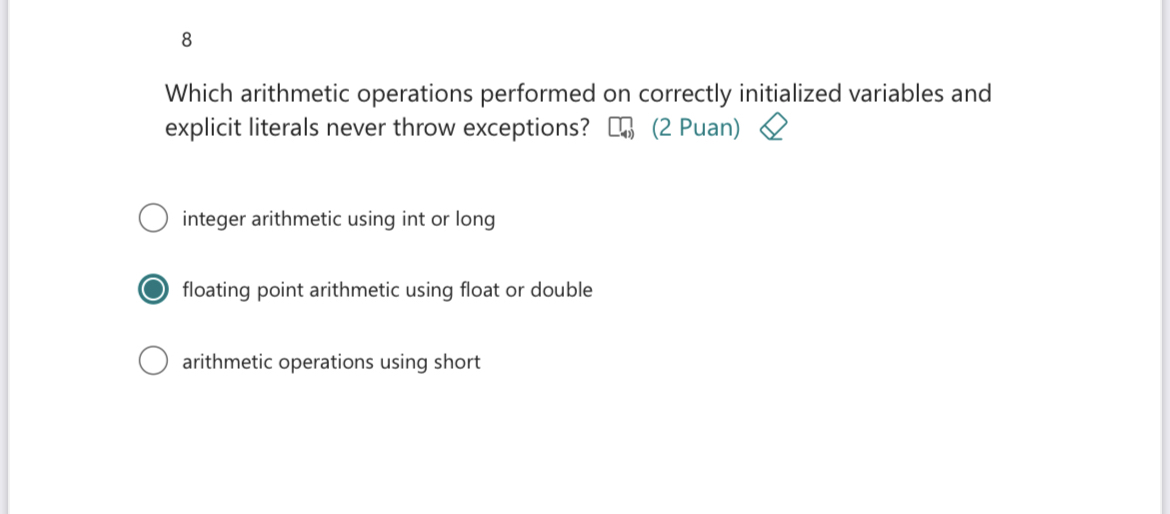 Solved 8Which arithmetic operations performed on correctly | Chegg.com