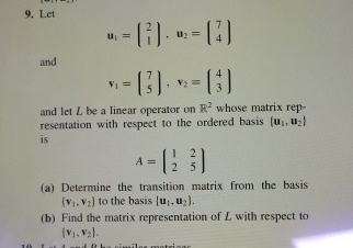 Solved Letu1=(21),u2=(74)andv1=(75),v2=(43)and let L ﻿be a | Chegg.com
