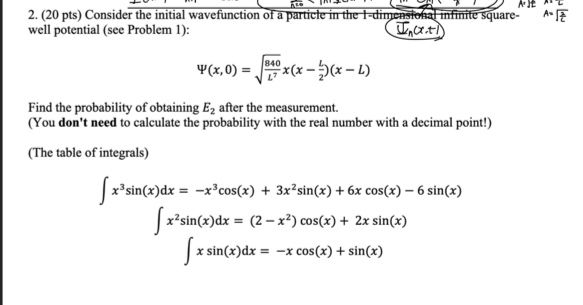 Solved (20 ﻿pts) ﻿Consider the initial wavefunction of a | Chegg.com