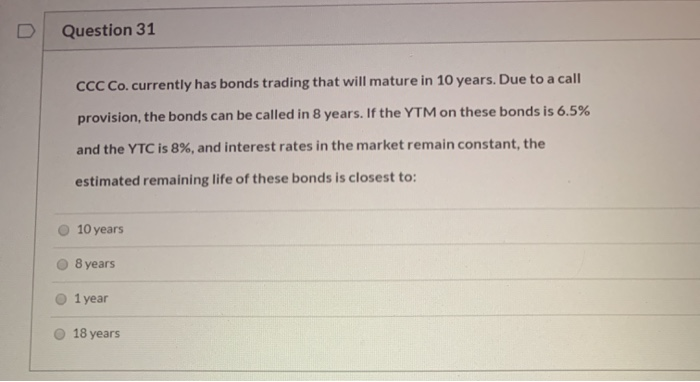 Solved Question 31 CCC Co. currently has bonds trading that | Chegg.com
