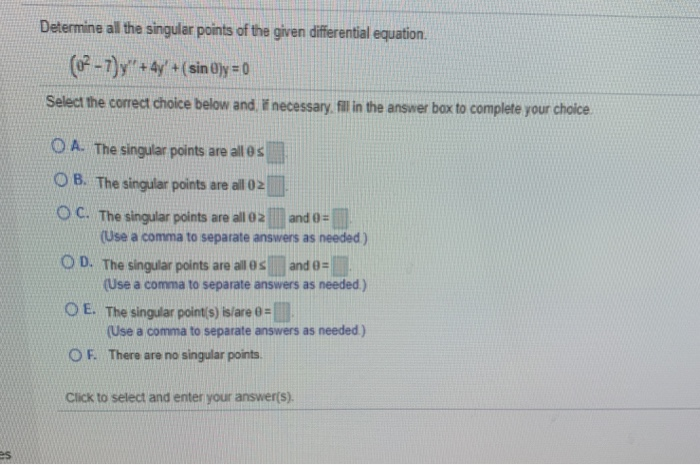 Solved Determine all the singular points of the given | Chegg.com