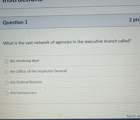 Solved Question 12 ﻿ptsWhat is the vast network of agencies | Chegg.com