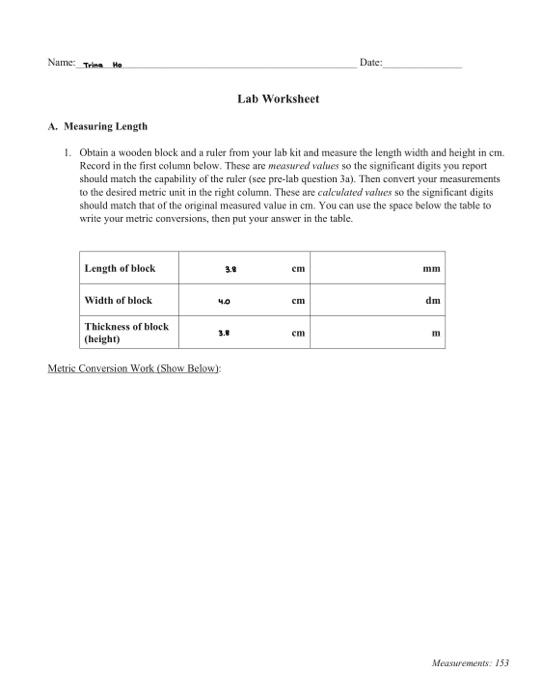 Solved 2. Calculate the area of the block using your | Chegg.com