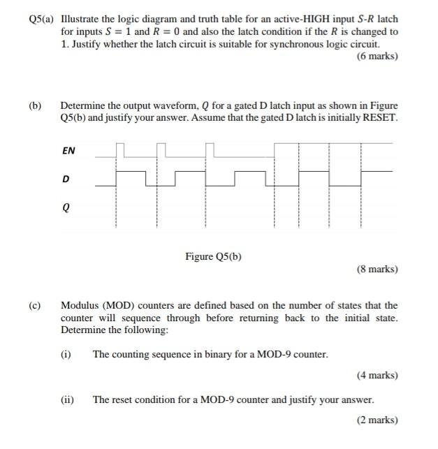 Solved Q5(a) Illustrate the logic diagram and truth table | Chegg.com