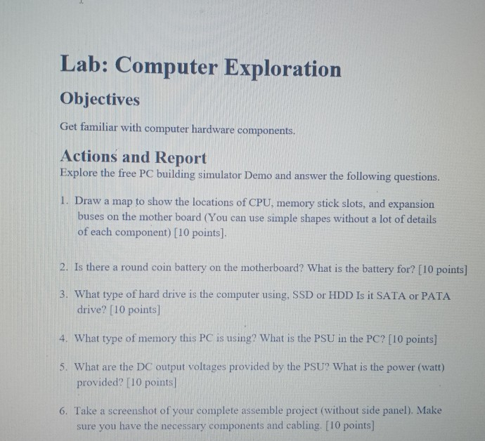 Solved Lab: Computer Exploration Objectives Get familiar | Chegg.com