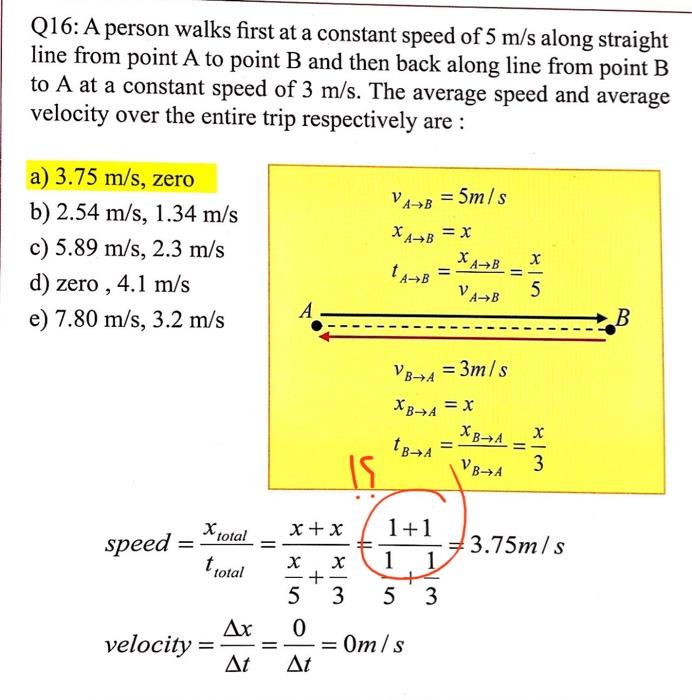 Solved Q16: A person walks first at a constant speed of 5 | Chegg.com