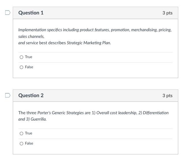 Solved Question 1 3 pts Implementation specifics including | Chegg.com