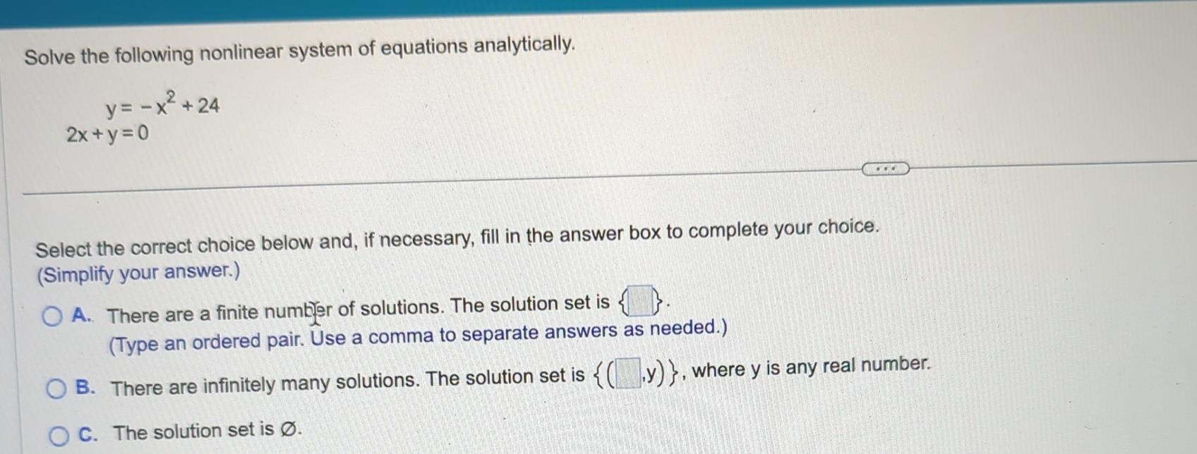 Solved Solve the following nonlinear system of equations | Chegg.com