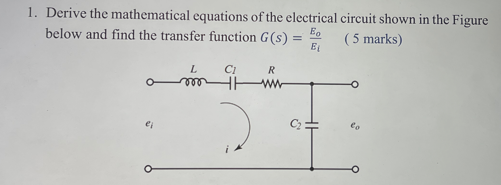 Solved Derive the mathematical equations of the electrical | Chegg.com