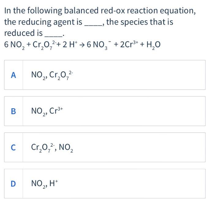 Solved In the following balanced red-ox reaction equation, | Chegg.com