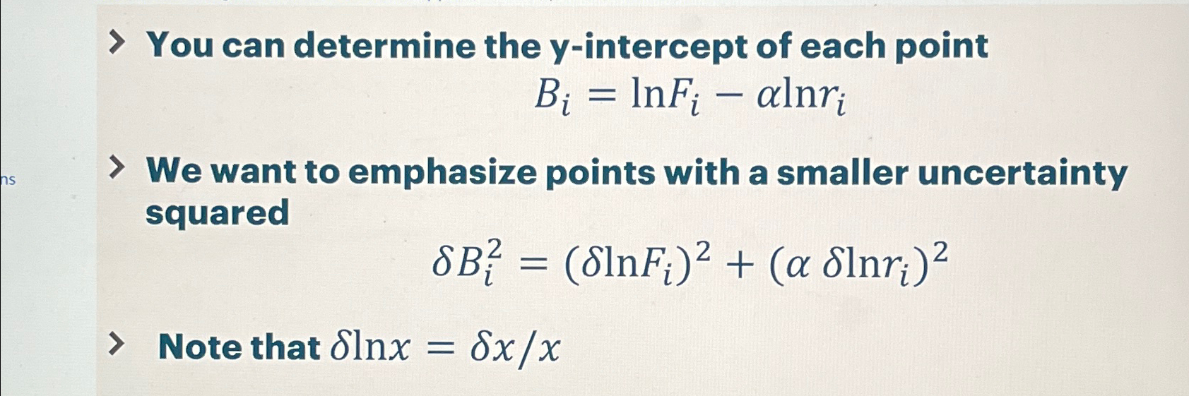 Solved B_(i)=ln F_(i)-alpha ln r_(i)deltaB_(i)^(2)=(delta ln | Chegg.com