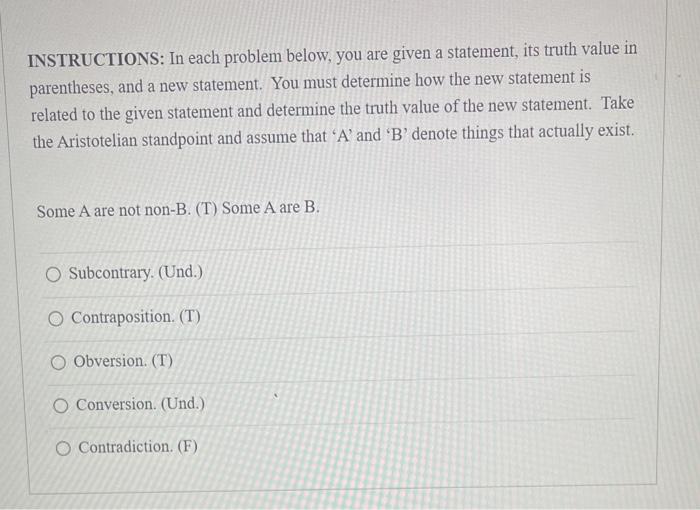 INSTRUCTIONS: In each problem below, you are given a | Chegg.com