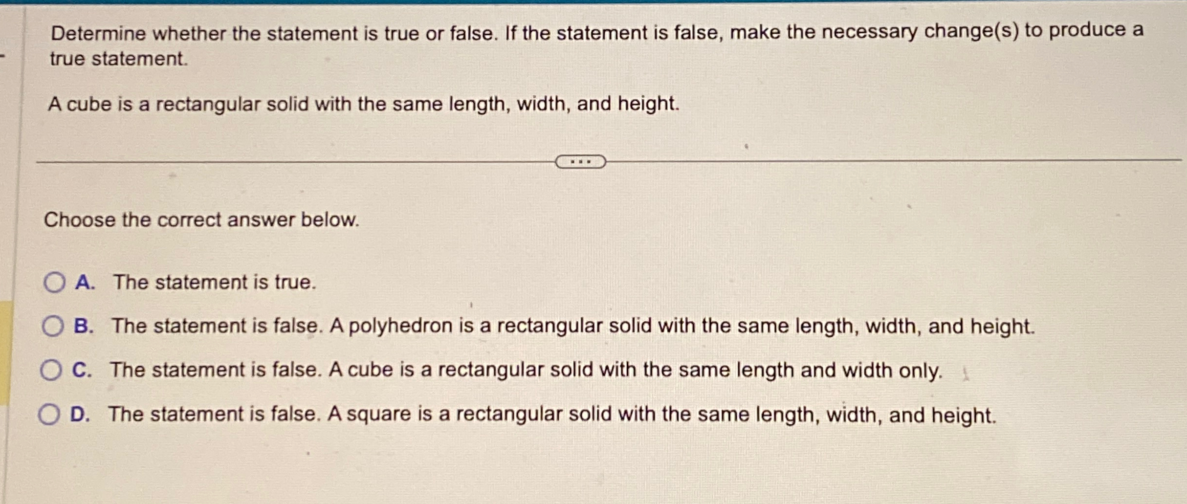 Solved Determine whether the statement is true or false. If | Chegg.com