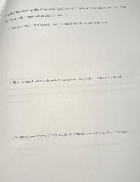 Solved A function f represented by f(x)=cax, with a>0a =1, | Chegg.com