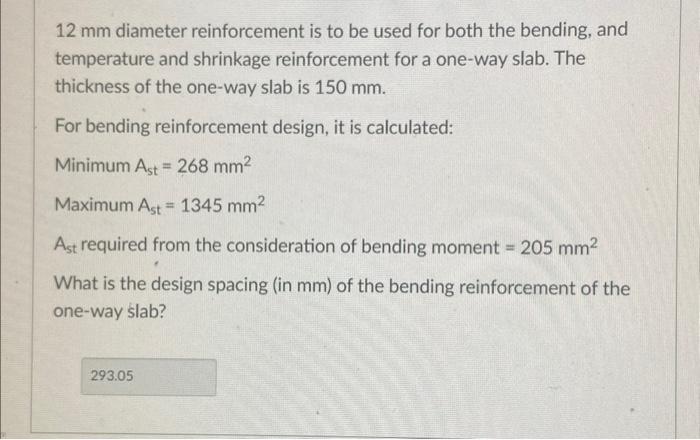 12 mm diameter reinforcement is to be used for both | Chegg.com