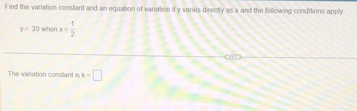 Solved Find the variation constant and an equation of | Chegg.com