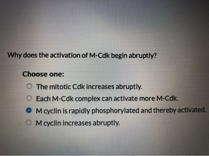 Solved Why does the activation of M-Cdk begin abruptly? | Chegg.com