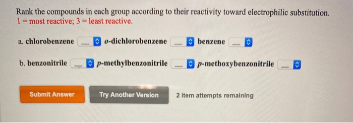Solved Rank the compounds in each group according to their | Chegg.com