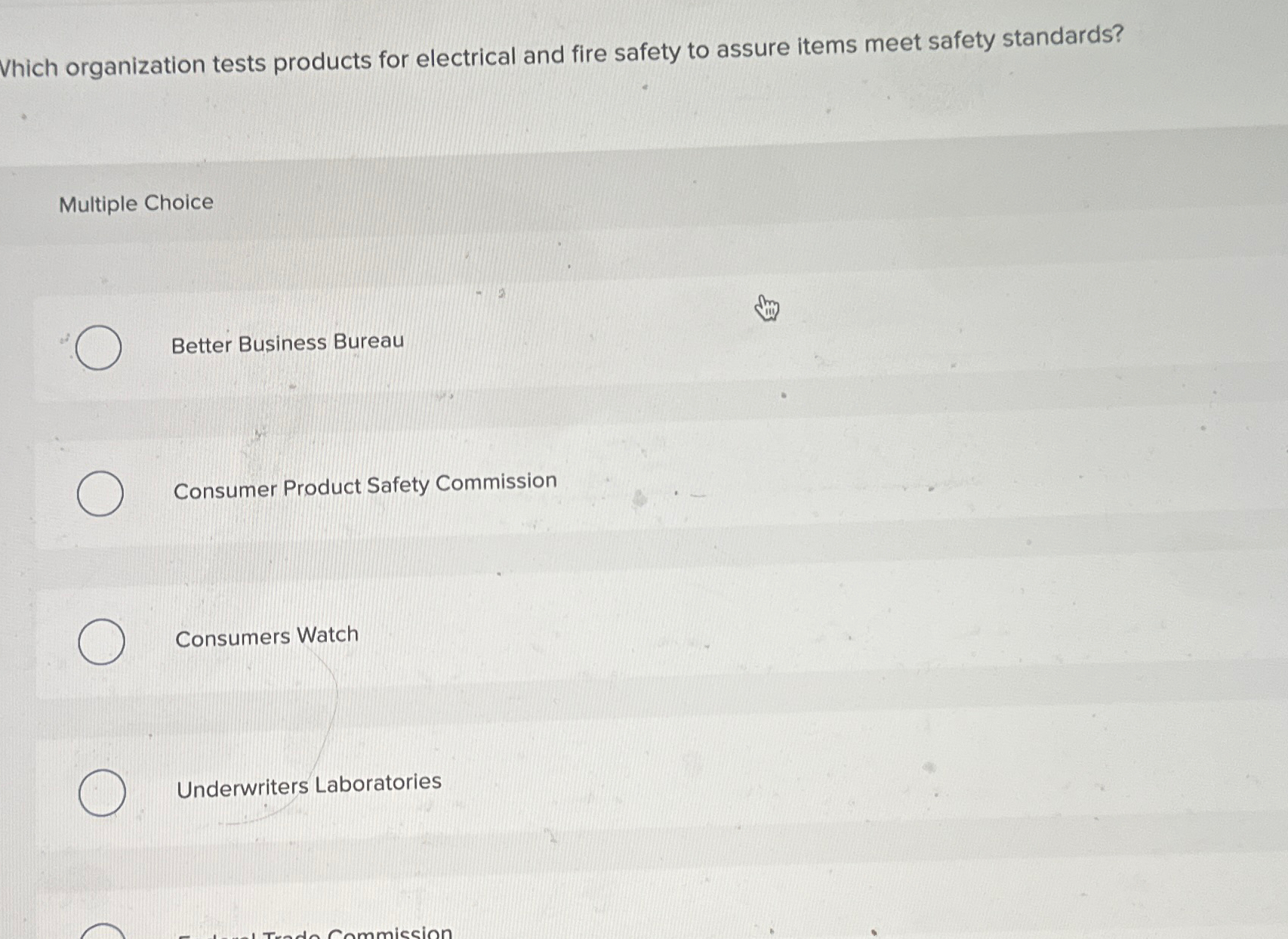Solved Vhich organization tests products for electrical and | Chegg.com