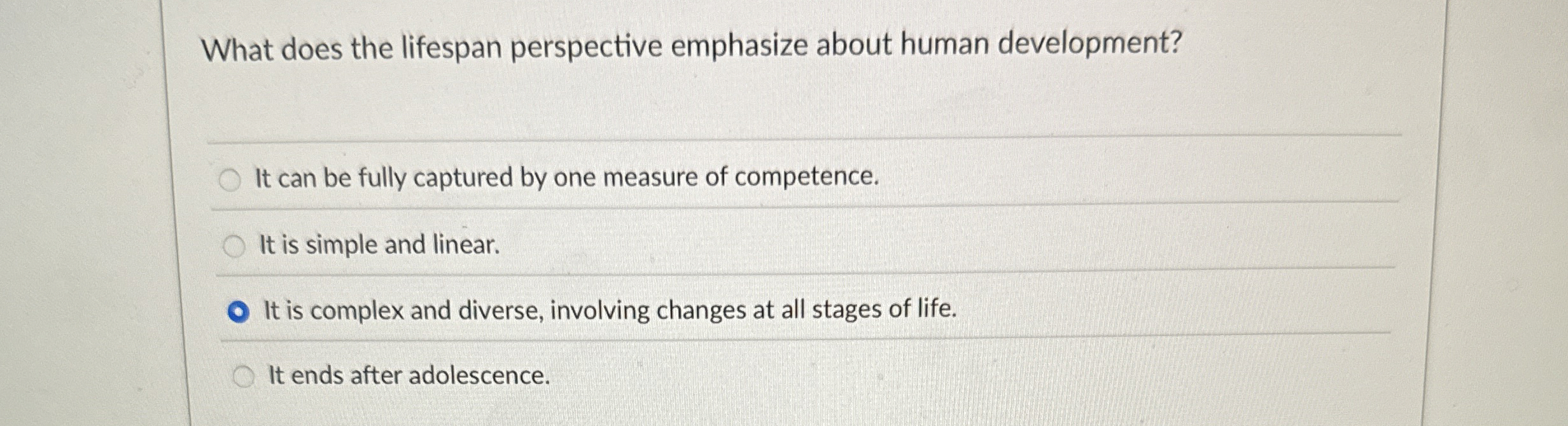 Solved What does the lifespan perspective emphasize about | Chegg.com