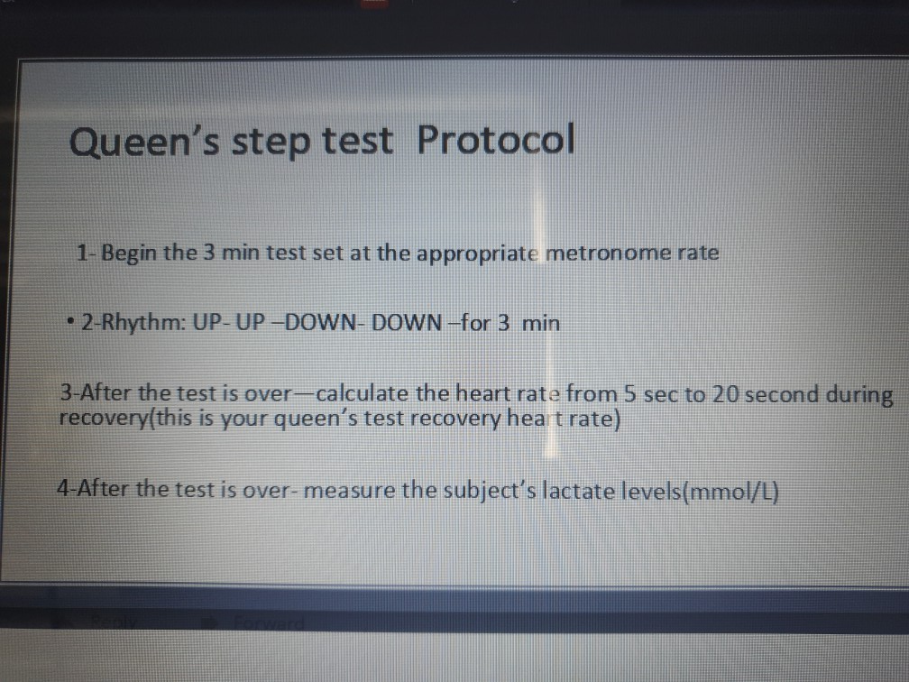Queen's Step test Purpose: estimate VO2 max You | Chegg.com