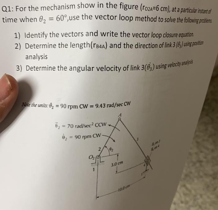 Solved Q1: For the mechanism show in the figure (roza=6 cm), | Chegg.com