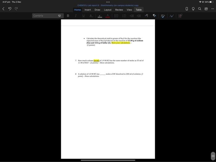 Solved Experiment 6: Stoichiometry and Limiting Reactants | Chegg.com