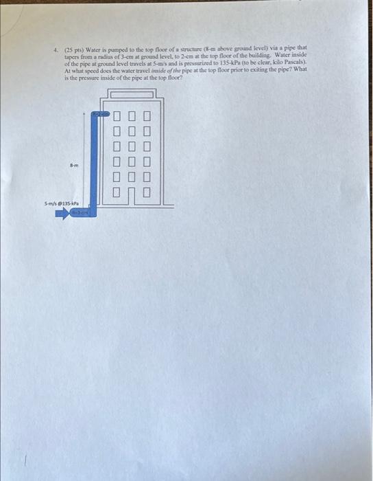 Solved 4. (25 pts) Water is pumped to the top floor of a | Chegg.com