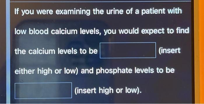 Solved If you were examining the urine of a patient with low | Chegg.com