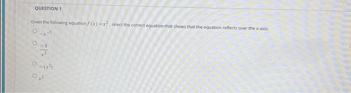Solved Given the following equation f(x)=x2. select the | Chegg.com