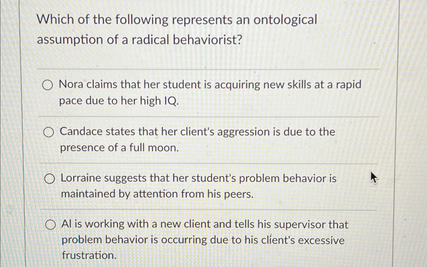 Solved Which of the following represents an ontological | Chegg.com