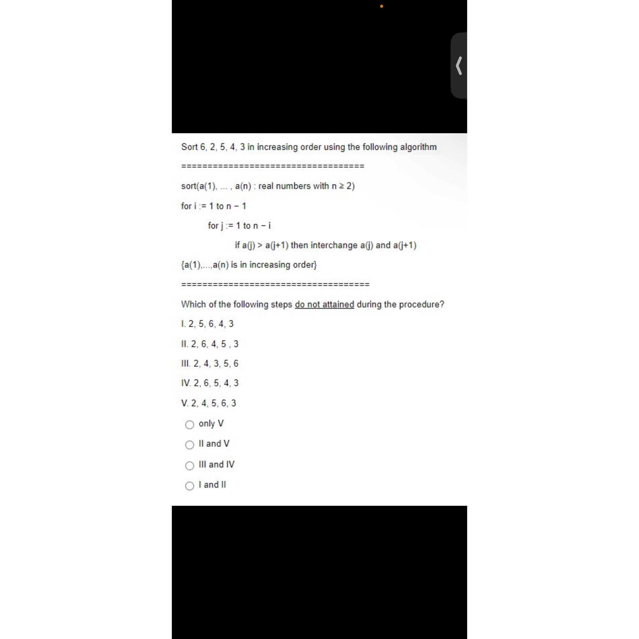 Solved Sort 6,2,5,4,3 ﻿in increasing order using the | Chegg.com