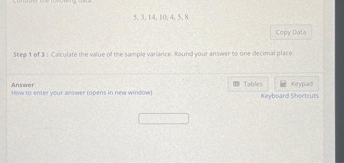 Solved Step 1 of 3: Calculate the value of the sample | Chegg.com
