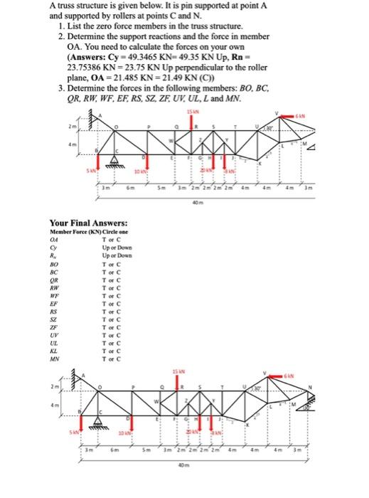 Solved A truss structure is given below. It is pin supported | Chegg.com
